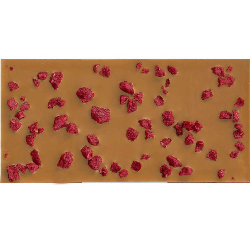 OMNOM: "Lakkris + Raspberry" weiße Schokolade mit Lakritz & Himbeer