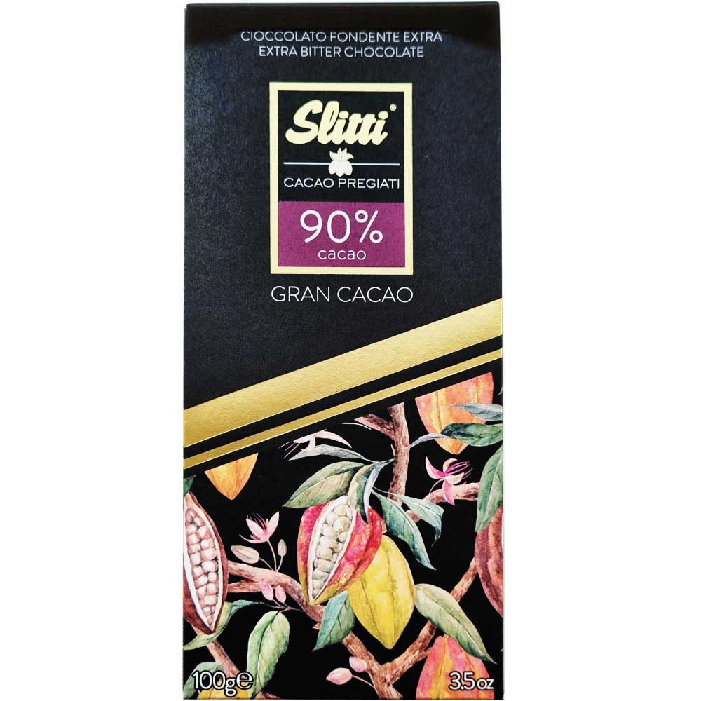 "The 90s" dark chocolate package with 90 +% cocoa